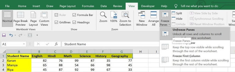 How To Freeze Columns And Rows In Excel With Examples